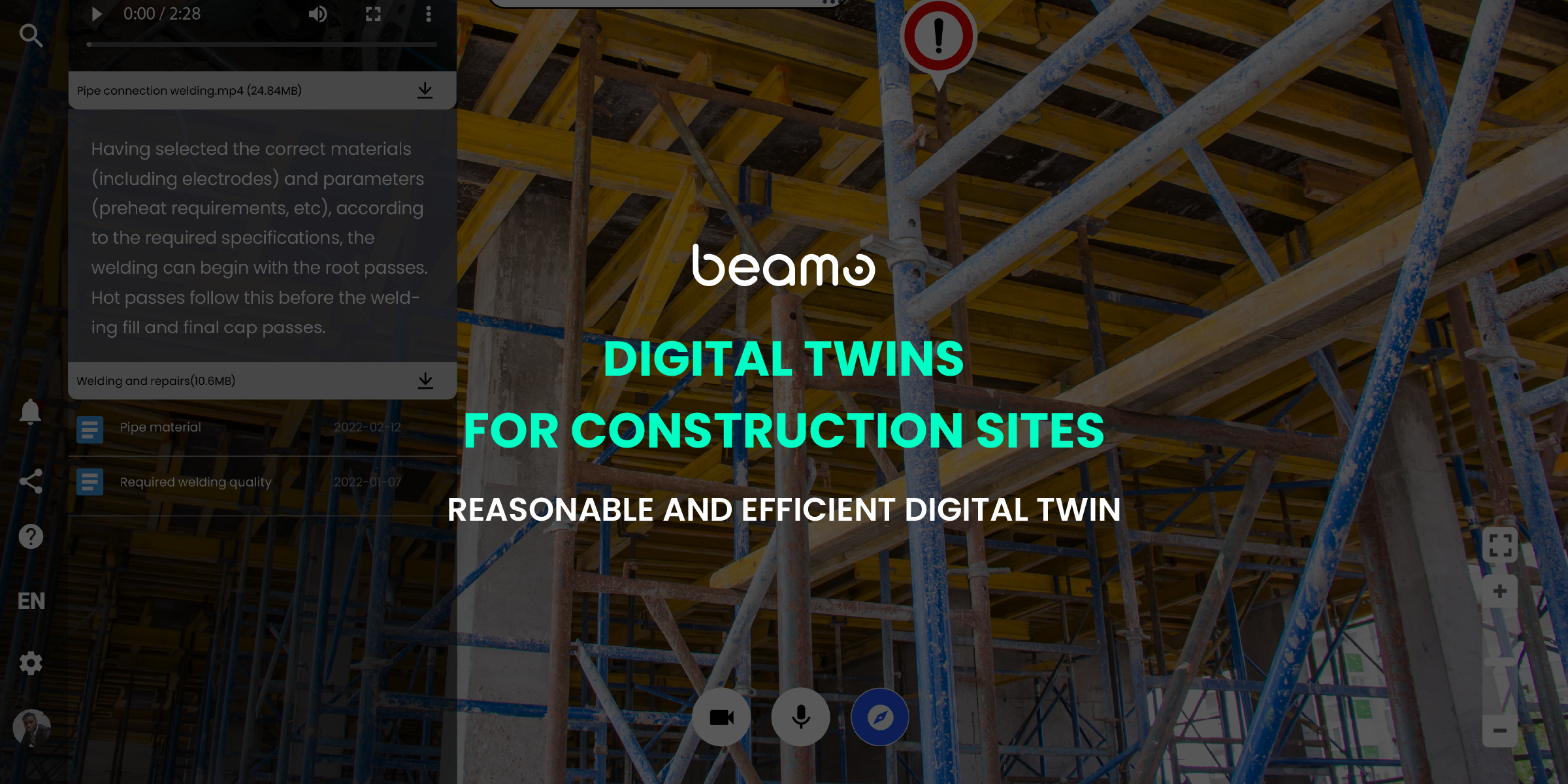 Reasonable and Efficient Digital Twins for Construction Sites